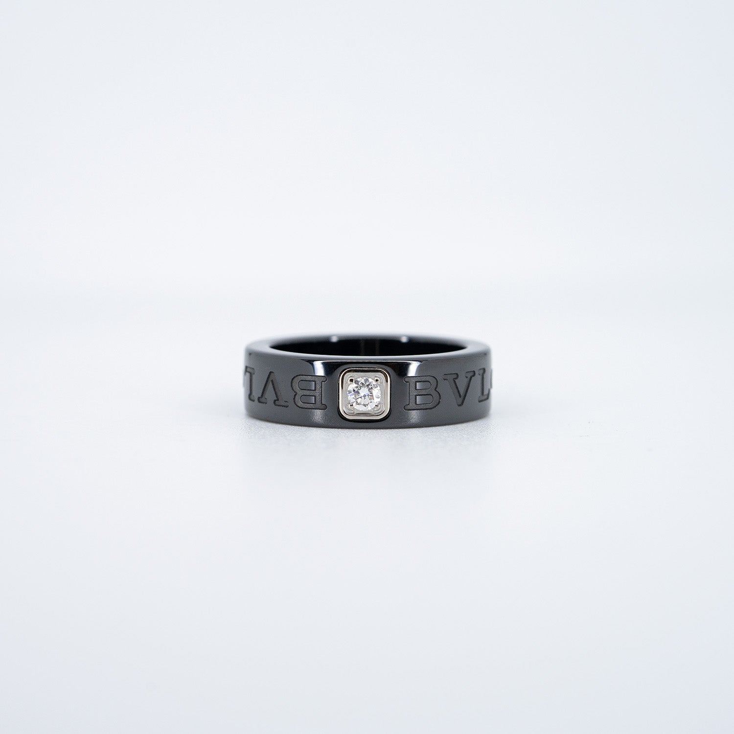 แหวน Bvlgari B.zero1 Essential band ring Anillo With Diamond Ceramic&a ...